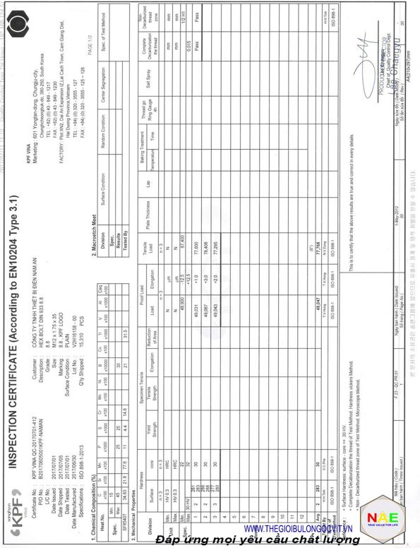 Certification - NAM AN INDUSTRIAL MATERIAL COMPANY LIMITED - NAM AN ...